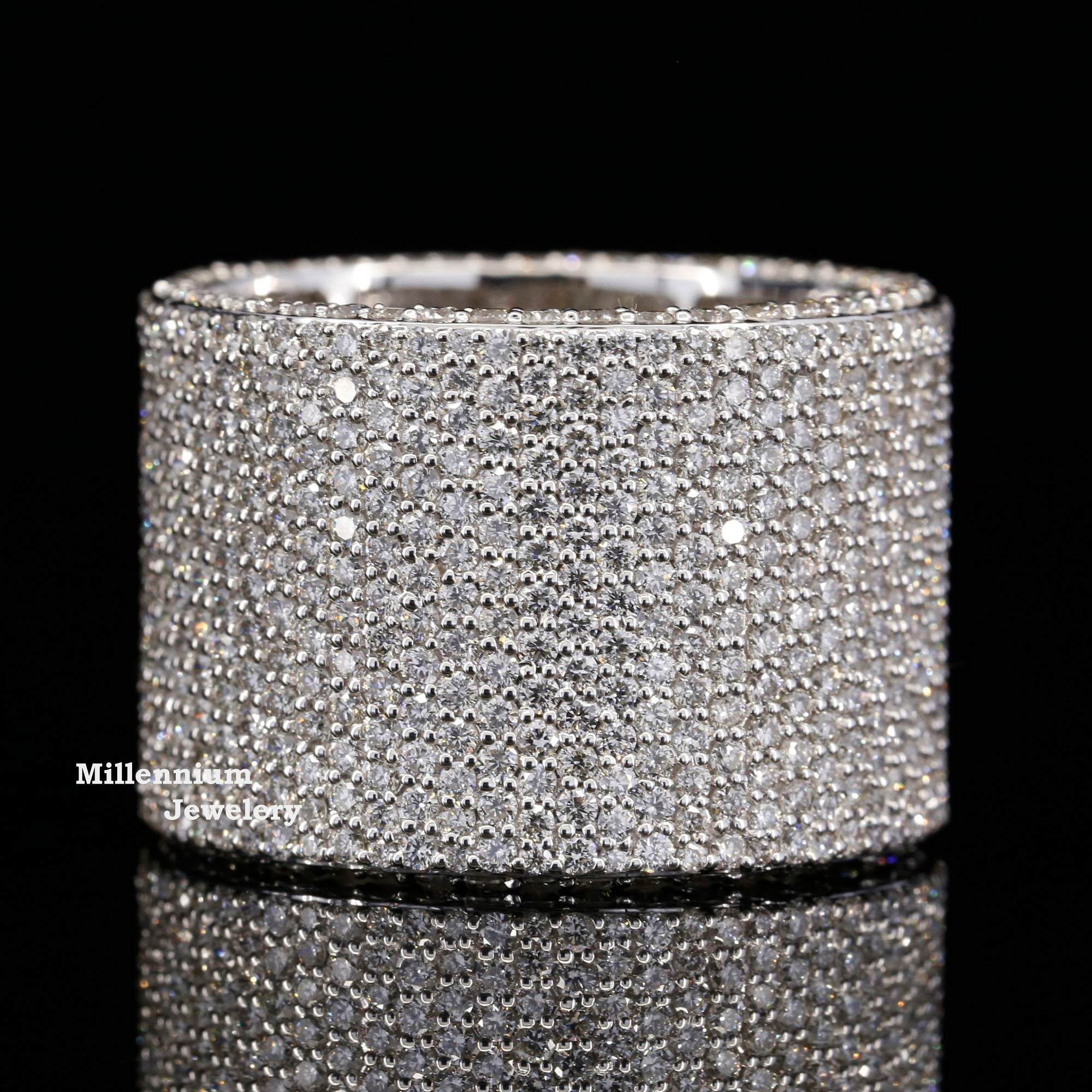 Fabulous Round Moissanite Diamond Ice Out Hip Hop Band Ring For Unisex ...