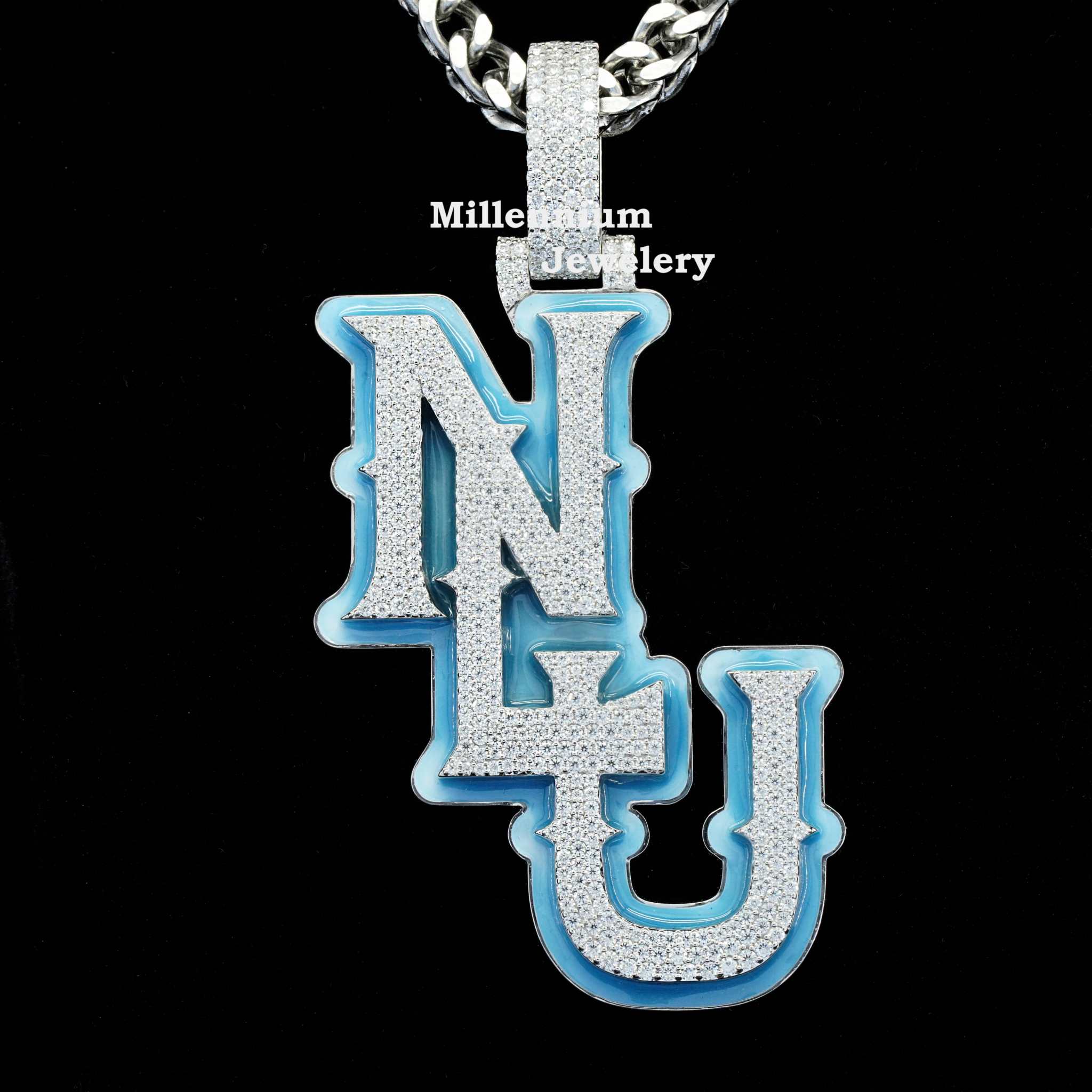 Moissanite Custom Pendant NLU Initial Hip Hop Pendant – Millennium Jewelery