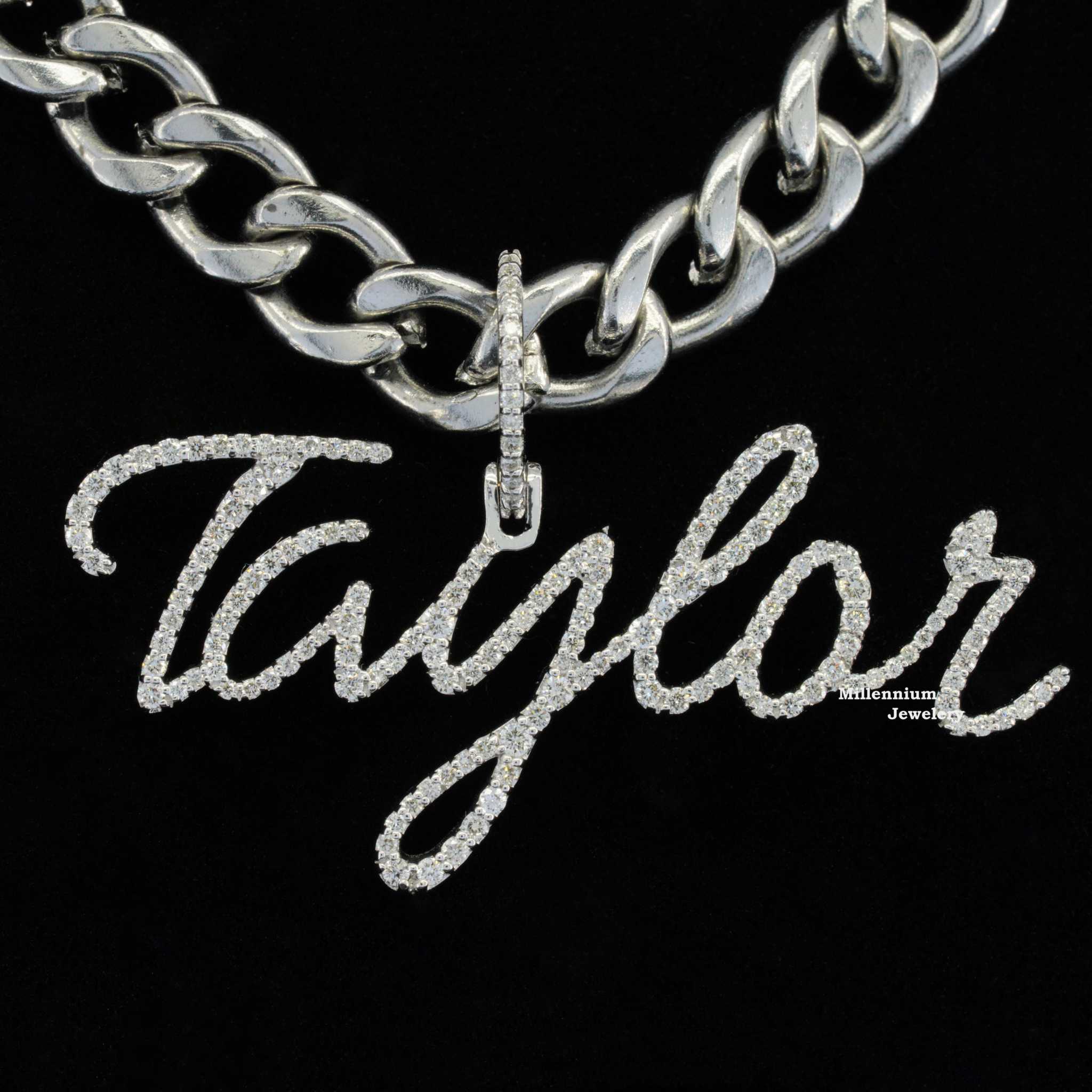 Custom Taylor Name Moissanite Diamond Hip Hop Bust Down Pendant Rapper ...