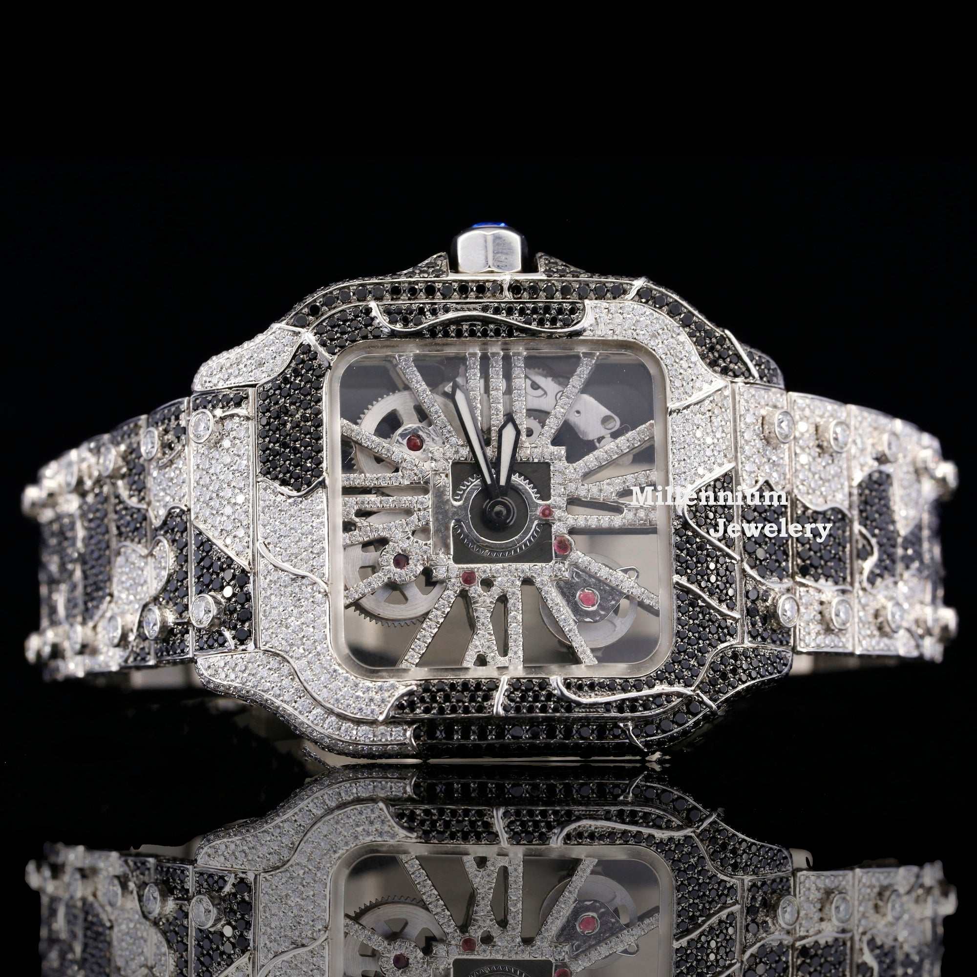 Luxury Aesthetic Snake Skin Pattern Iced Out Moissanite Watch For Men ...
